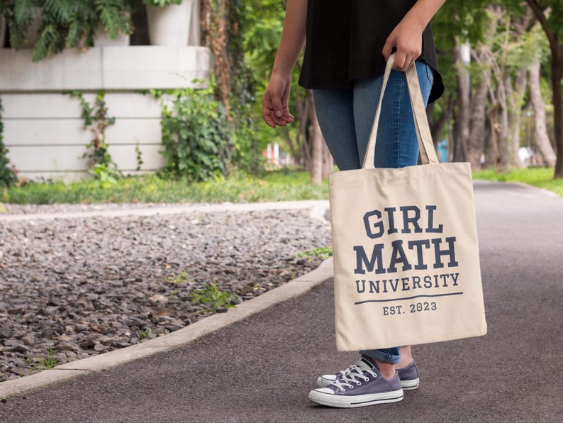 Girl Math University Tote Bag – Funny Collegiate Canvas Shopper - Etsy