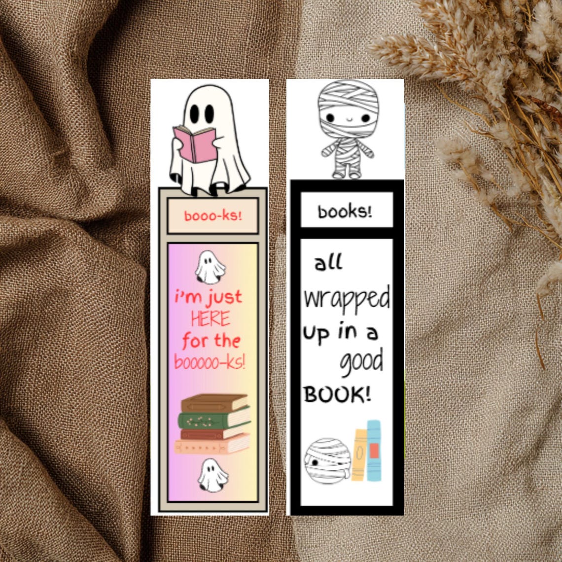 Cute Halloween Printable Bookmarks, Digital Download Bookmark ...