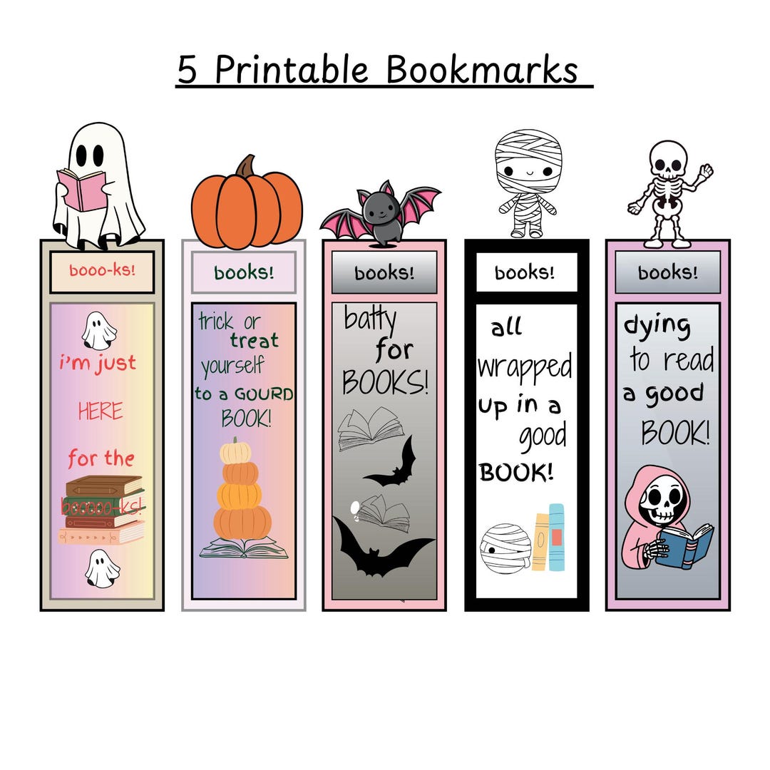 Spooktacular Digital Bookmarks: Printable Digital Download Ghosts ...