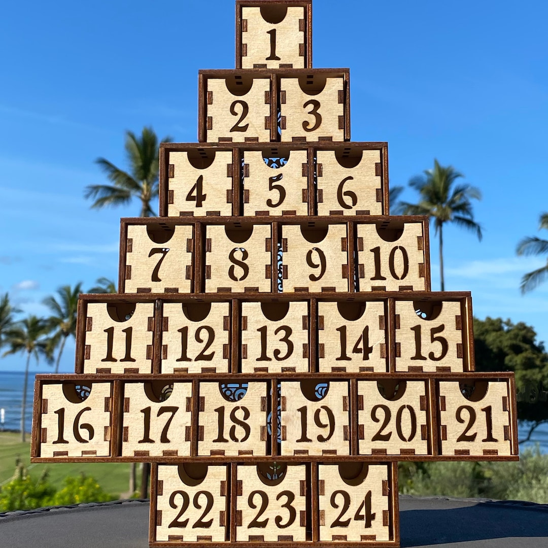 Wooden Advent Calendar - Merry Christmas - 24 Days - Etsy