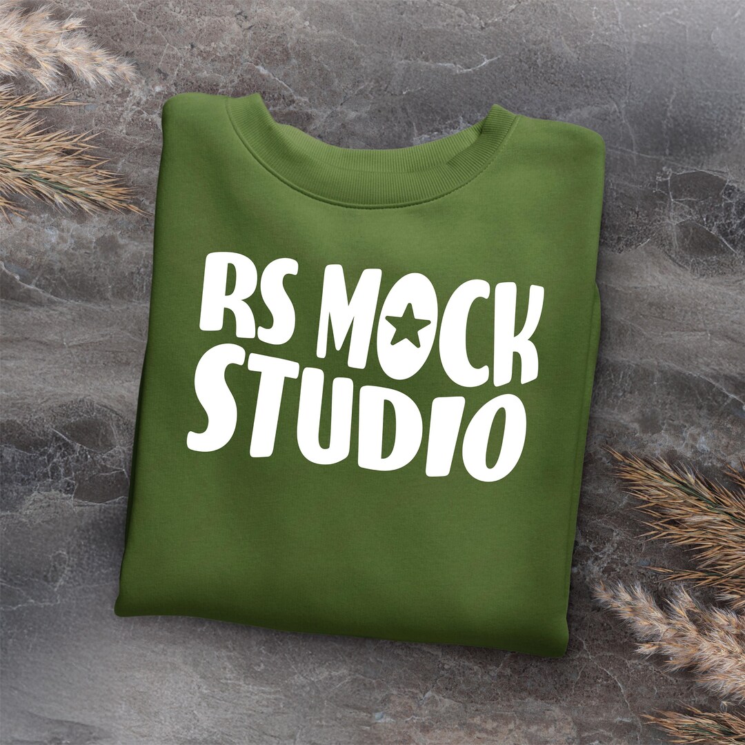 Gildan 18000 Olive Green Sweatshirt Mockup | Folded Flatlay (digital ...