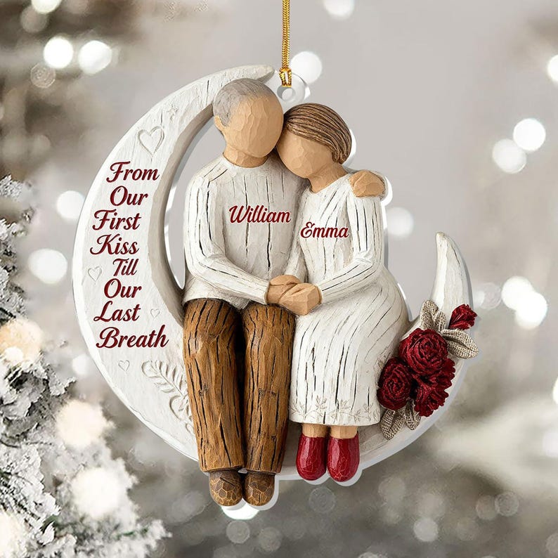 Personalized Old Couple Acrylic Ornament - Custom Gift for Grandparents ...