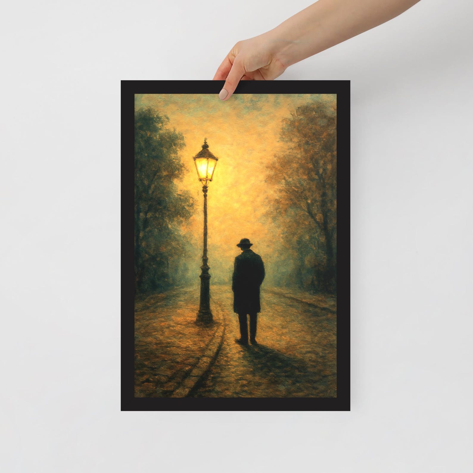 Retro Evening Streetlight Painting | Digital Wall Art Download ...