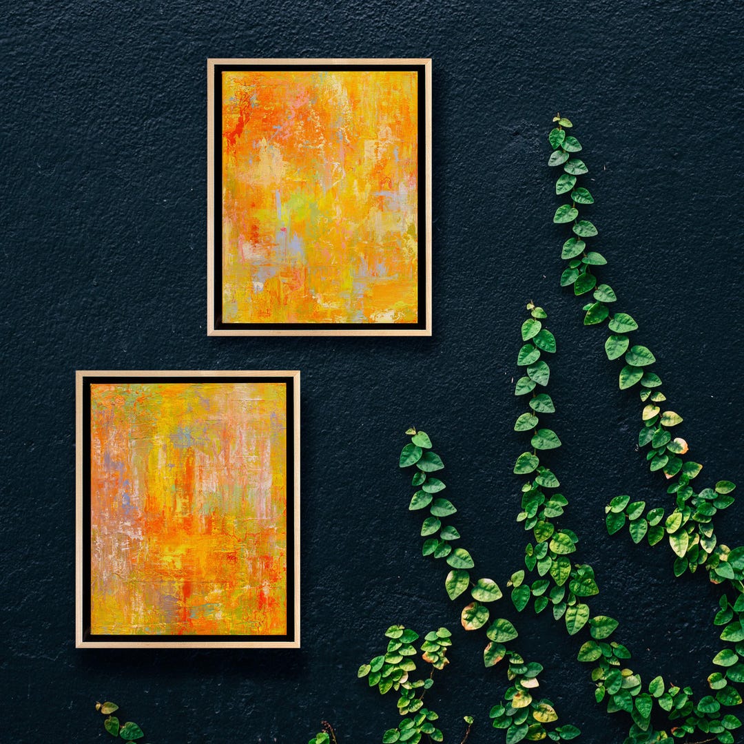 Bright Yellow Abstract Landscape Oil Painting Set | Sunspots | Jill ...