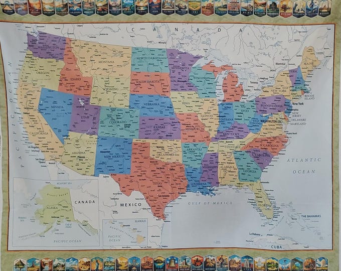 USA State Map Panel by QT Fabrics - Etsy