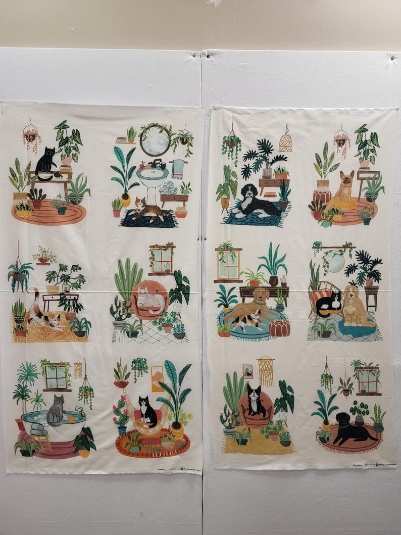 Dog Panel and Cat Panel - Homebodies by Mary Urban for Clothworks - Etsy