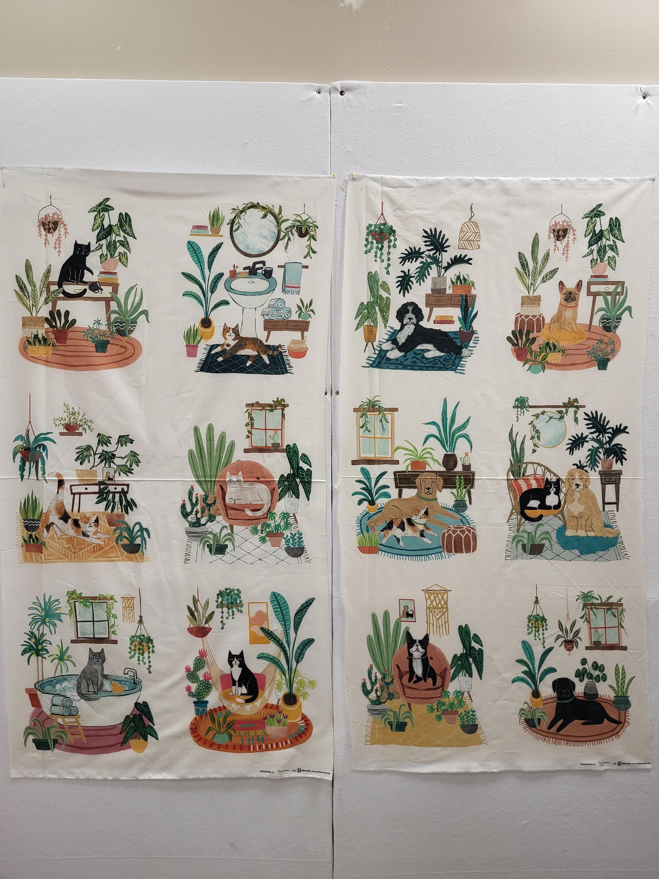 Dog Panel and Cat Panel - Homebodies by Mary Urban for Clothworks - Etsy
