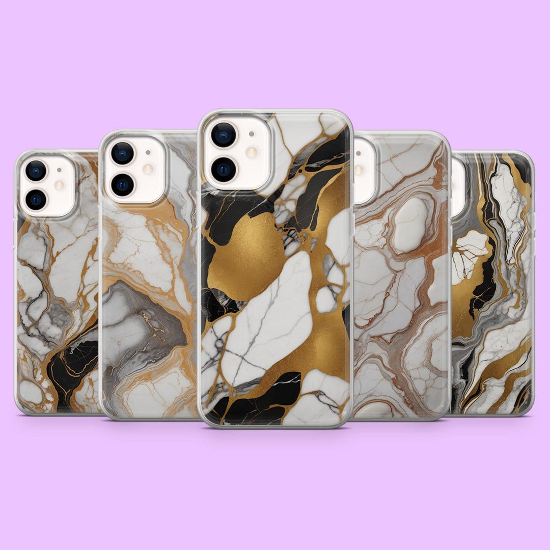 Marble Gold Phone Case Luxury Stone Cover for iPhone 17 Pro, 16, 15, 14 ...