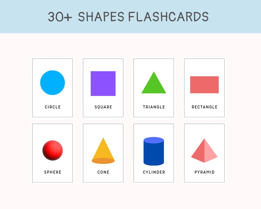 Shape Flashcards Printable – 2D and 3D Shapes for Kids – Geometry ...