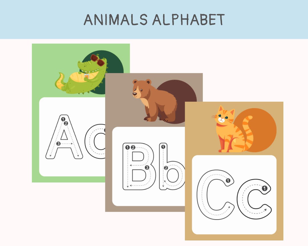 Alphabet Flashcards With Animals – A to Z Printable Cards for Kids, ABC ...