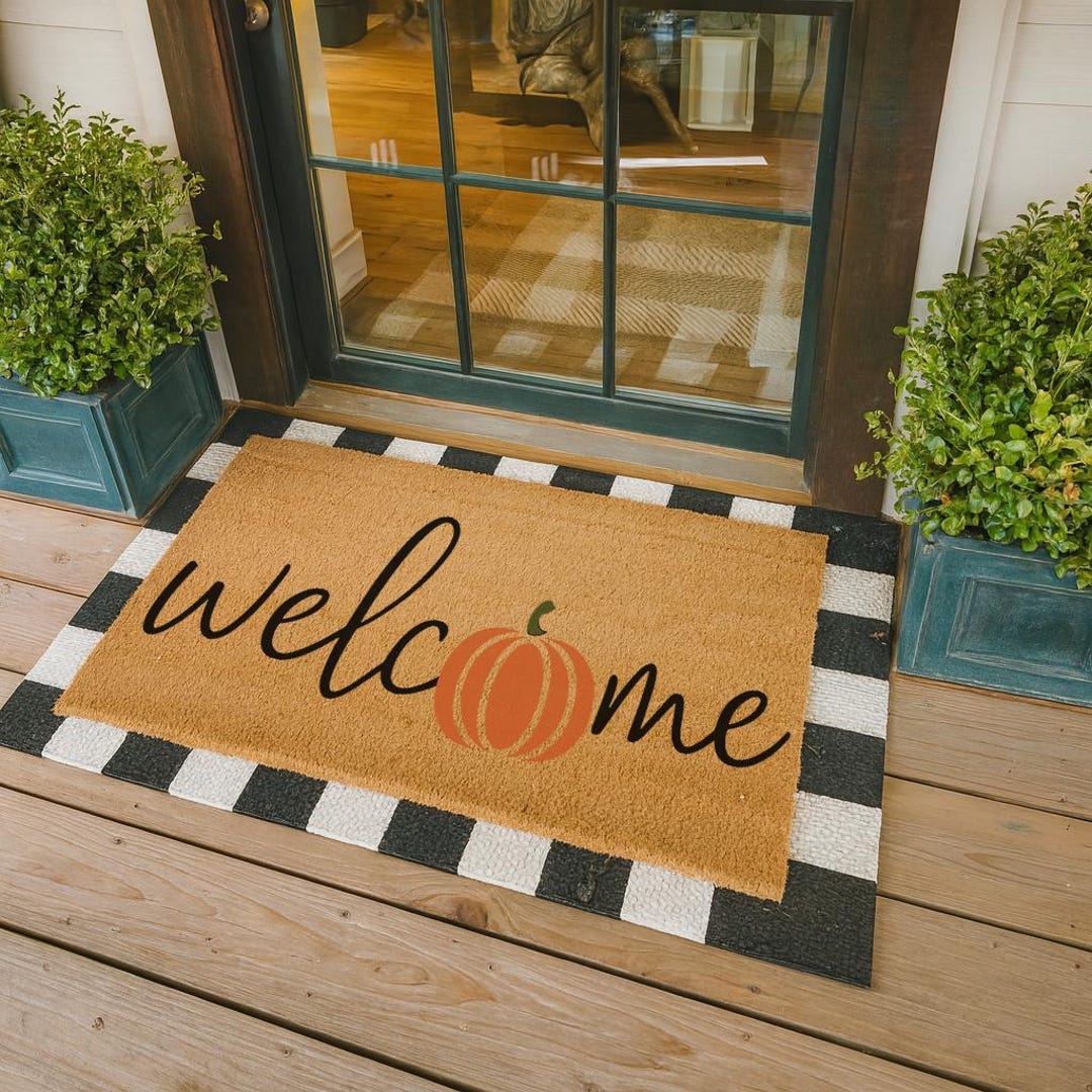 Pumpkin Coir Doormat: Fall Welcome Mat, Durable Entryway Decor - Etsy