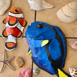 Paper Mache Fish Art Handmade Wall Art Clownfish & Bluetang - Etsy