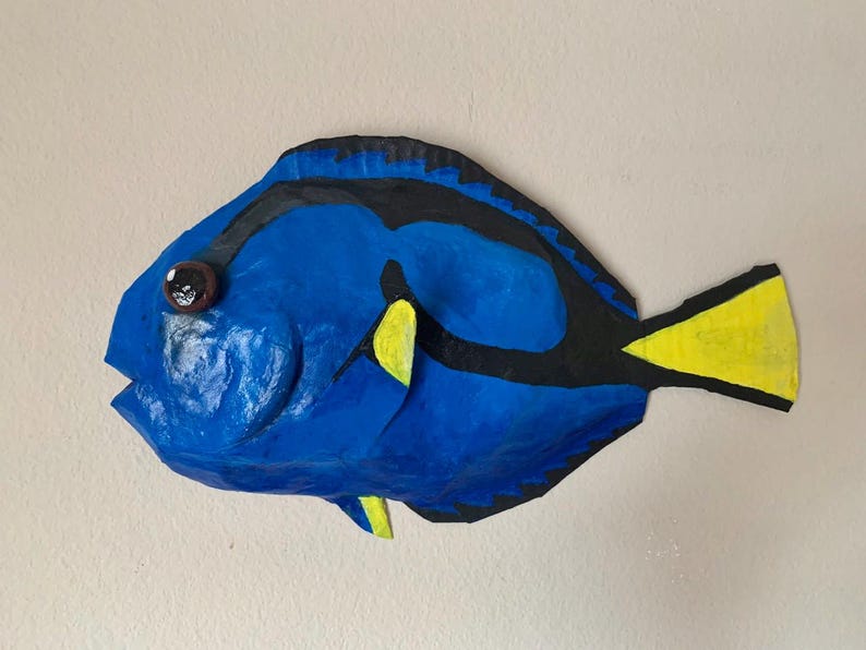 Paper Mache Fish Art Handmade Wall Art Clownfish & Bluetang - Etsy