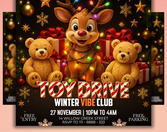 Editable Christmas Toy Drive Flyer | Holiday Fundraiser (canva Download ...