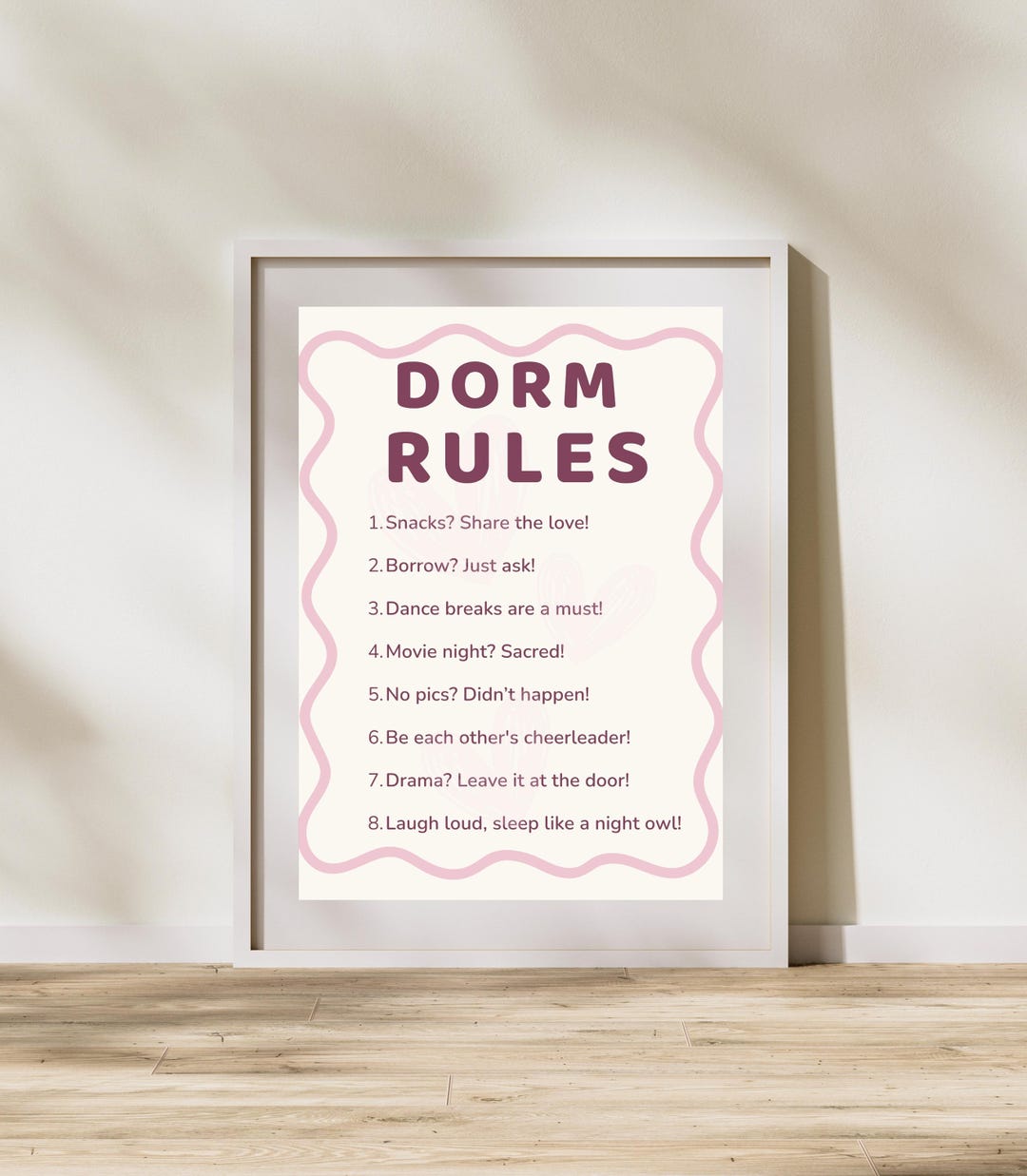 Preppy Stuff, Dorm Rules Rose Printable Poster, Coquette Dorm Decor ...