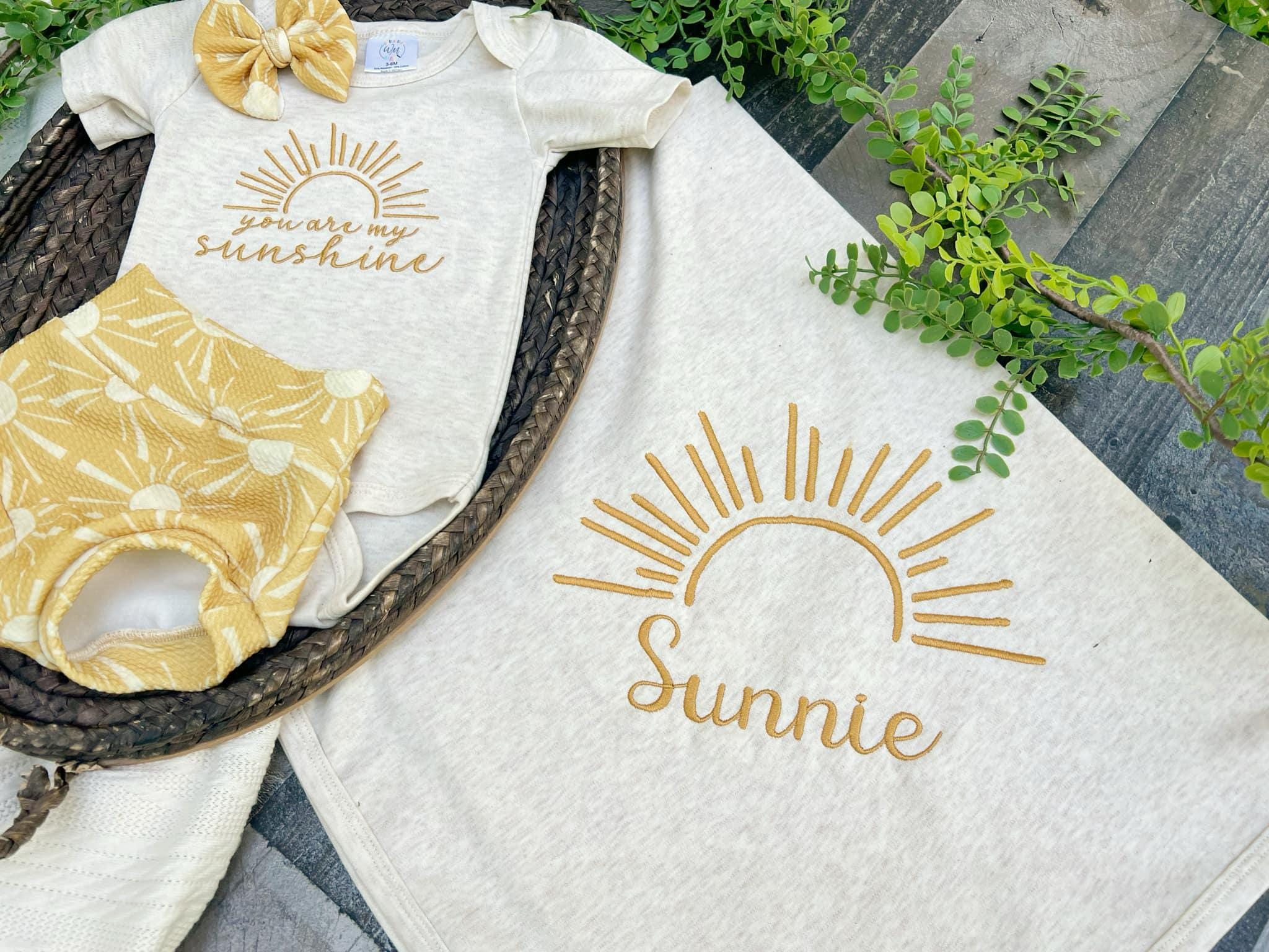 You Are My Sunshine Baby Outfit With Bummies or Bow, Baby Shower Gift ...