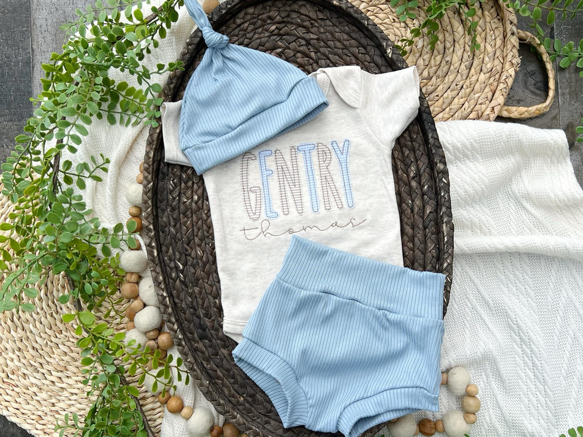 Personalized Modern Baby Outfit and Hat Set, Custom Infant Boy Coming ...