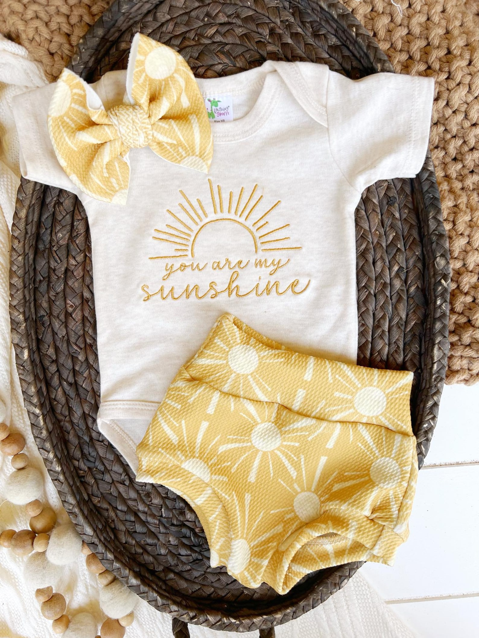 You Are My Sunshine Baby Outfit With Bummies or Bow, Baby Shower Gift ...