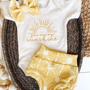 You Are My Sunshine Baby Outfit With Bummies or Bow, Baby Shower Gift ...