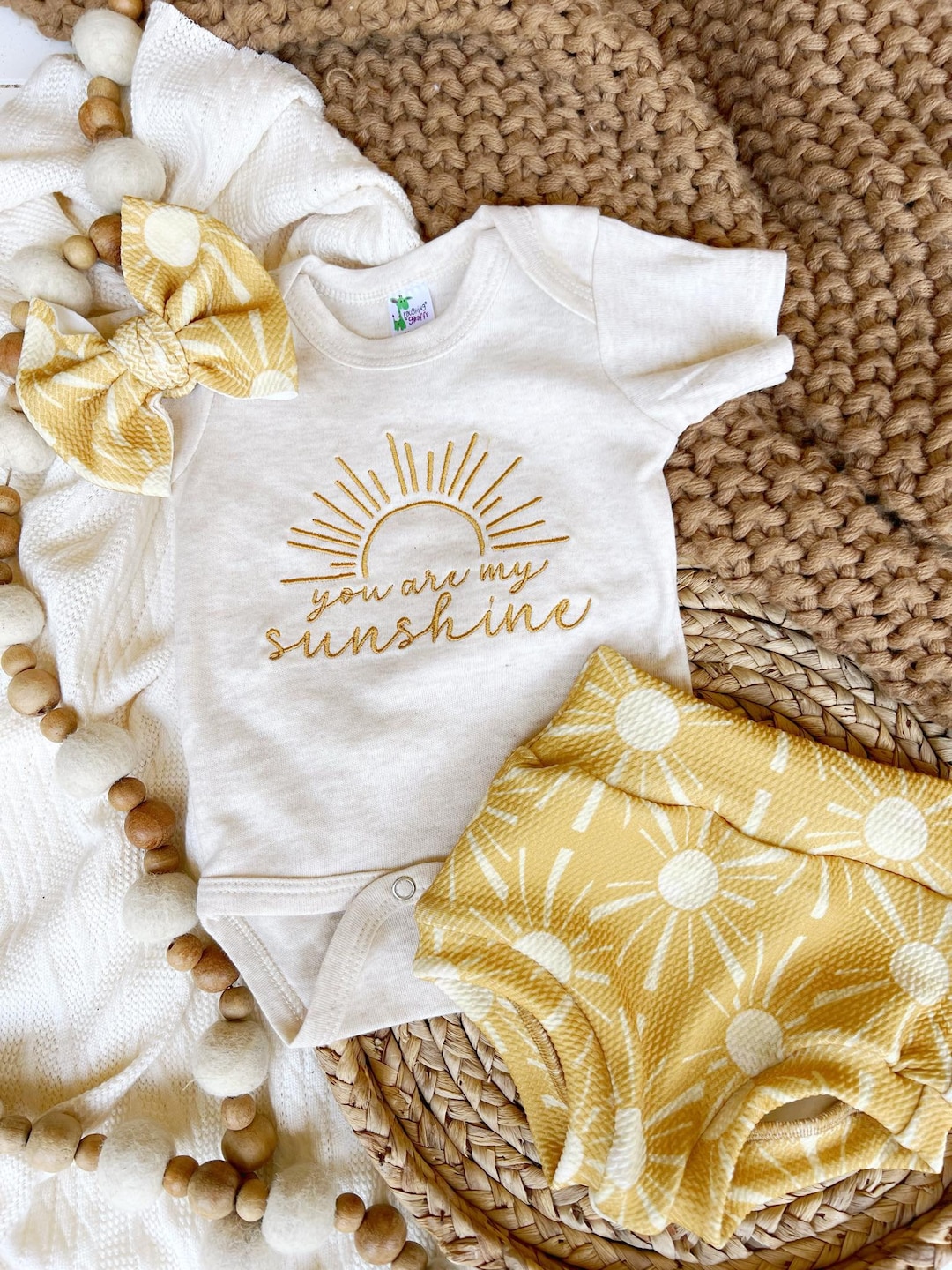 You Are My Sunshine Baby Outfit With Bummies or Bow, Baby Shower Gift ...