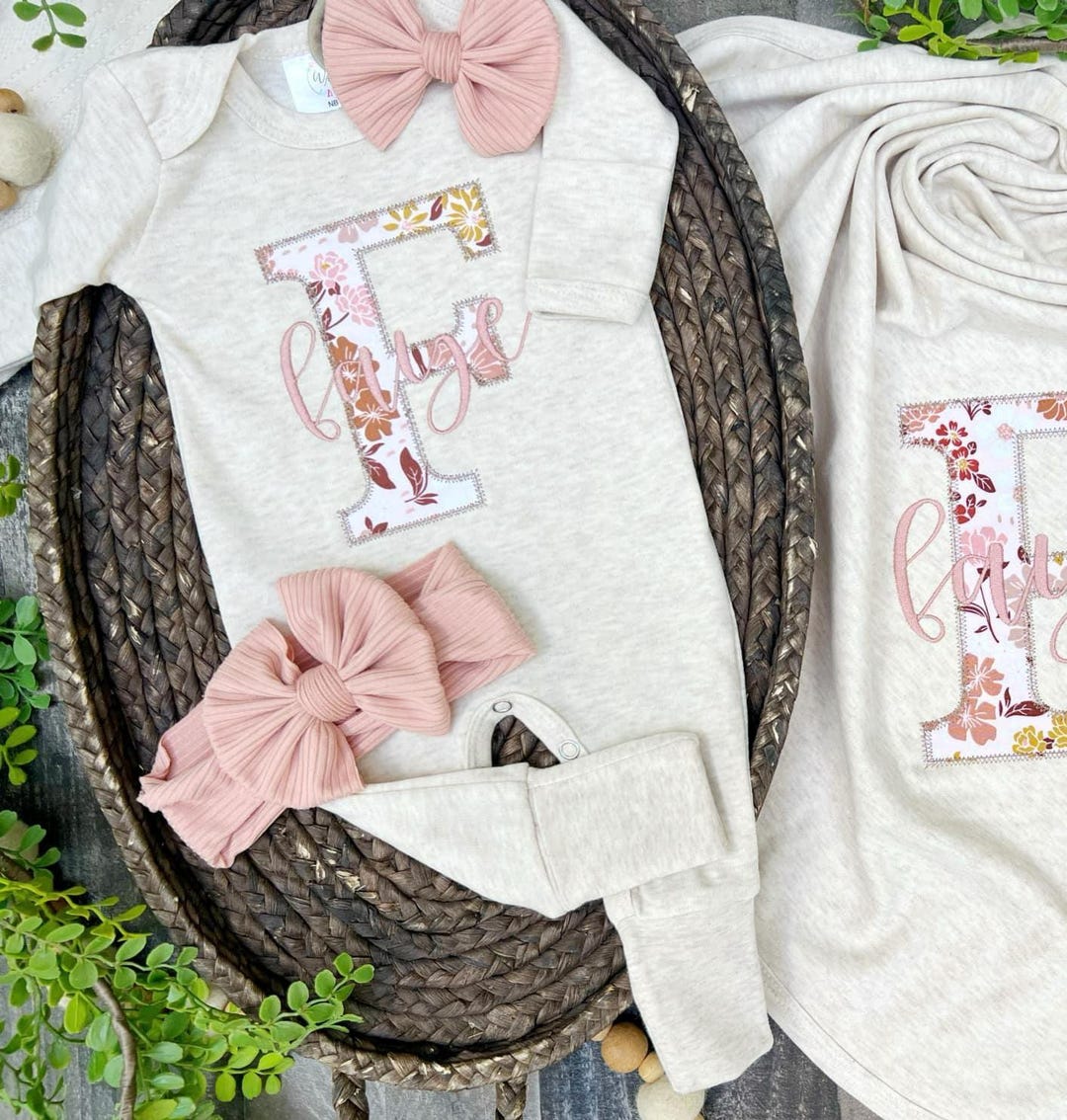 Personalized Baby Girl Footie, Baby Shower Gift, Take Home Outfit With ...
