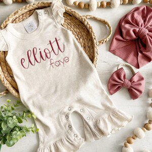 Personalized Baby Girl Romper, Vintage Floral Infant Coming Home Outfit ...