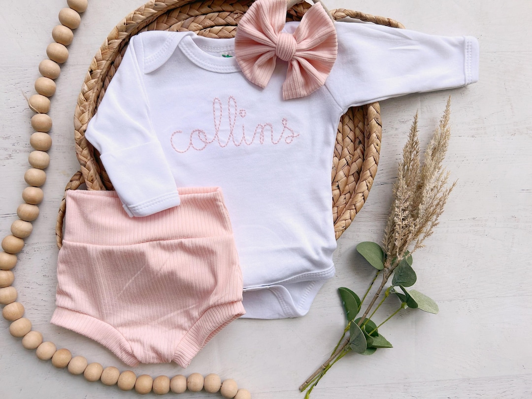Personalized Pink Newborn Outfit,custom Name Girl, Coming Home Outfit for Baby Girl, Baby Girl ...