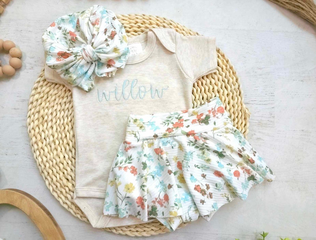 Personalized Floral Newborn Baby Girl Outfit,custom Name Girl, Coming ...