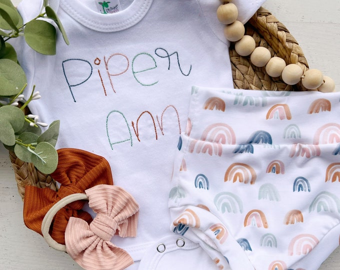 Boho Rainbow Baby Girl Outfit With Bummies, Rainbow Baby Girl, Newborn ...