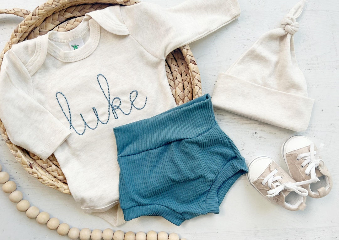 Personalized Blue Newborn Outfit, Custom Name Boy, Coming Home Outfit ...