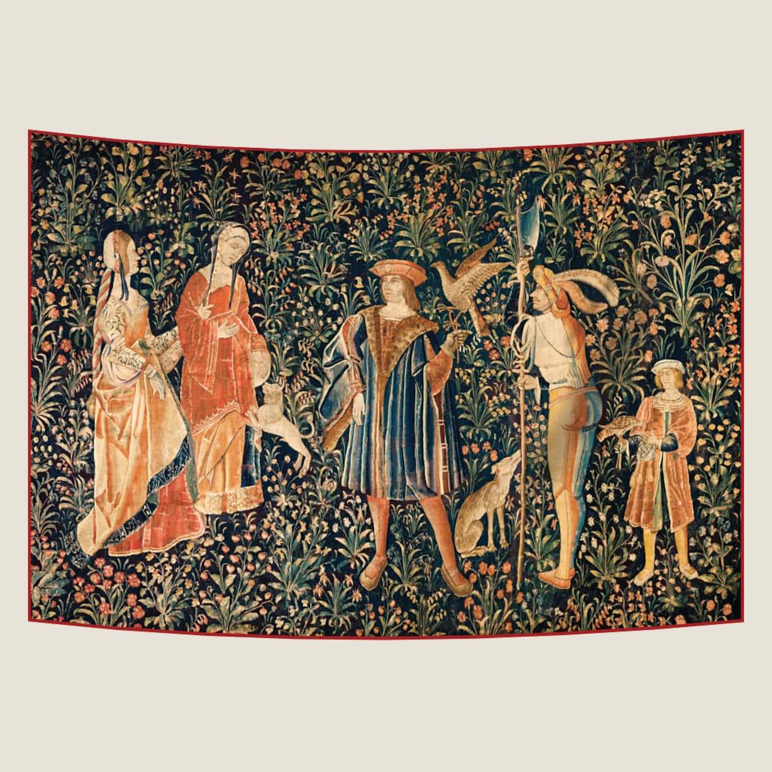 Medieval Falconer Tapestry, Noble Hunting Scene, Courtly Wall Art #73 ...