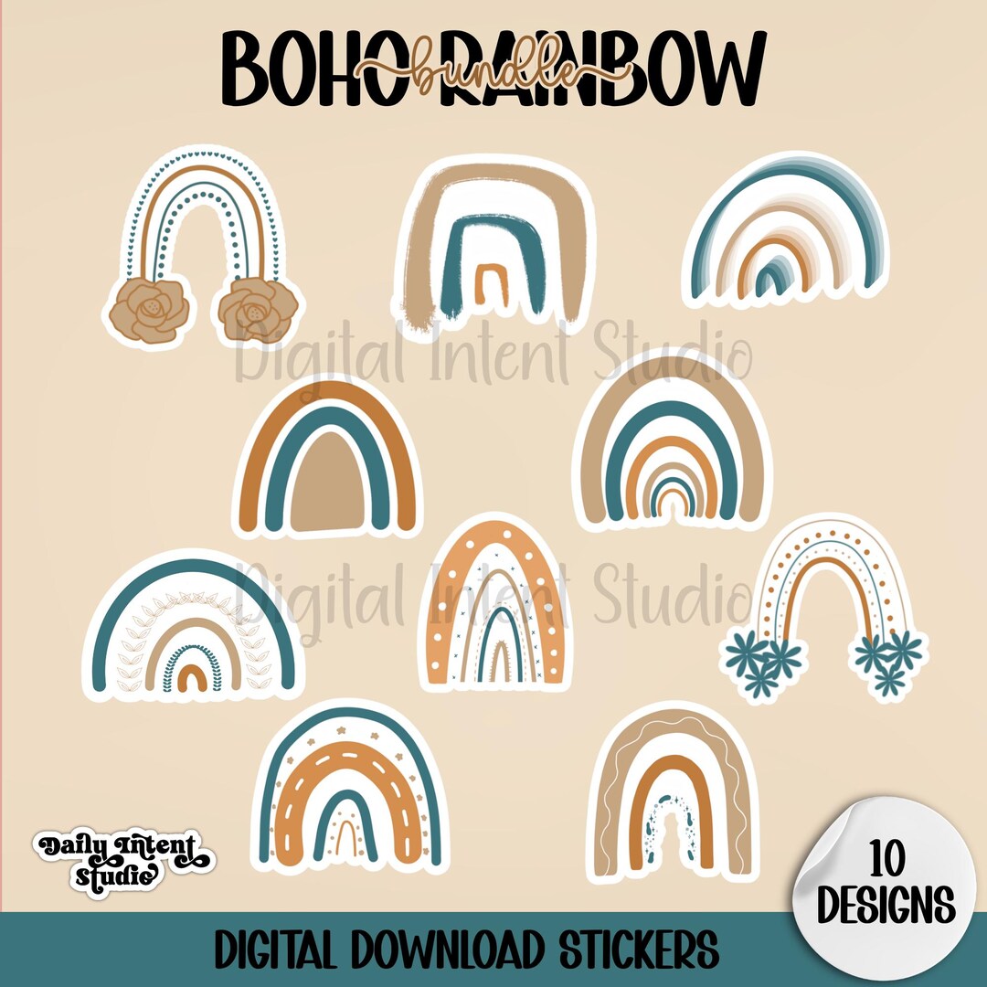 Boho Rainbow Digital Sticker Pack (goodnotes, Planner Decals) - Etsy