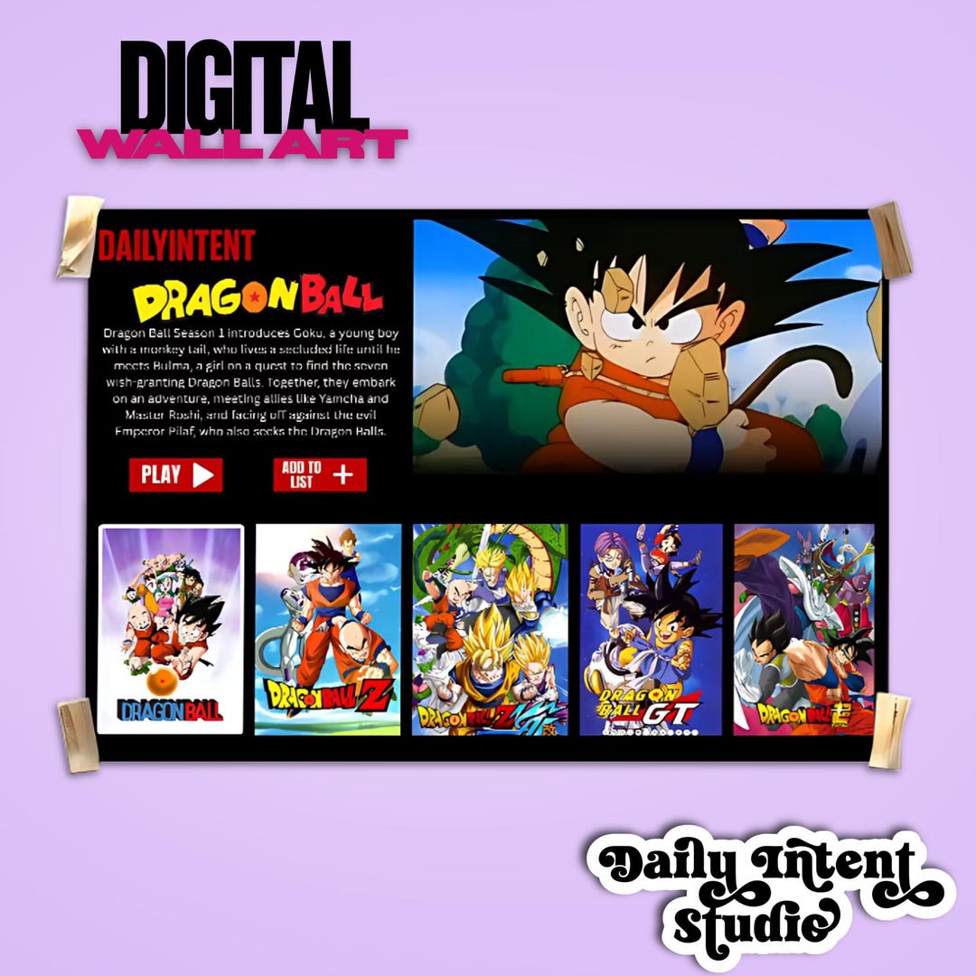 Dragon Ball Streaming Screen Digital Print | Anime Fan Wall Art | Goku ...