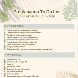 Pre Vacation To-do List - Etsy