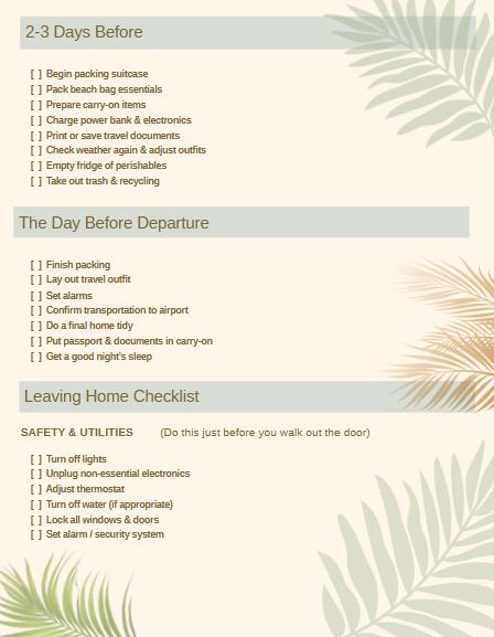Pre Vacation To-do List - Etsy