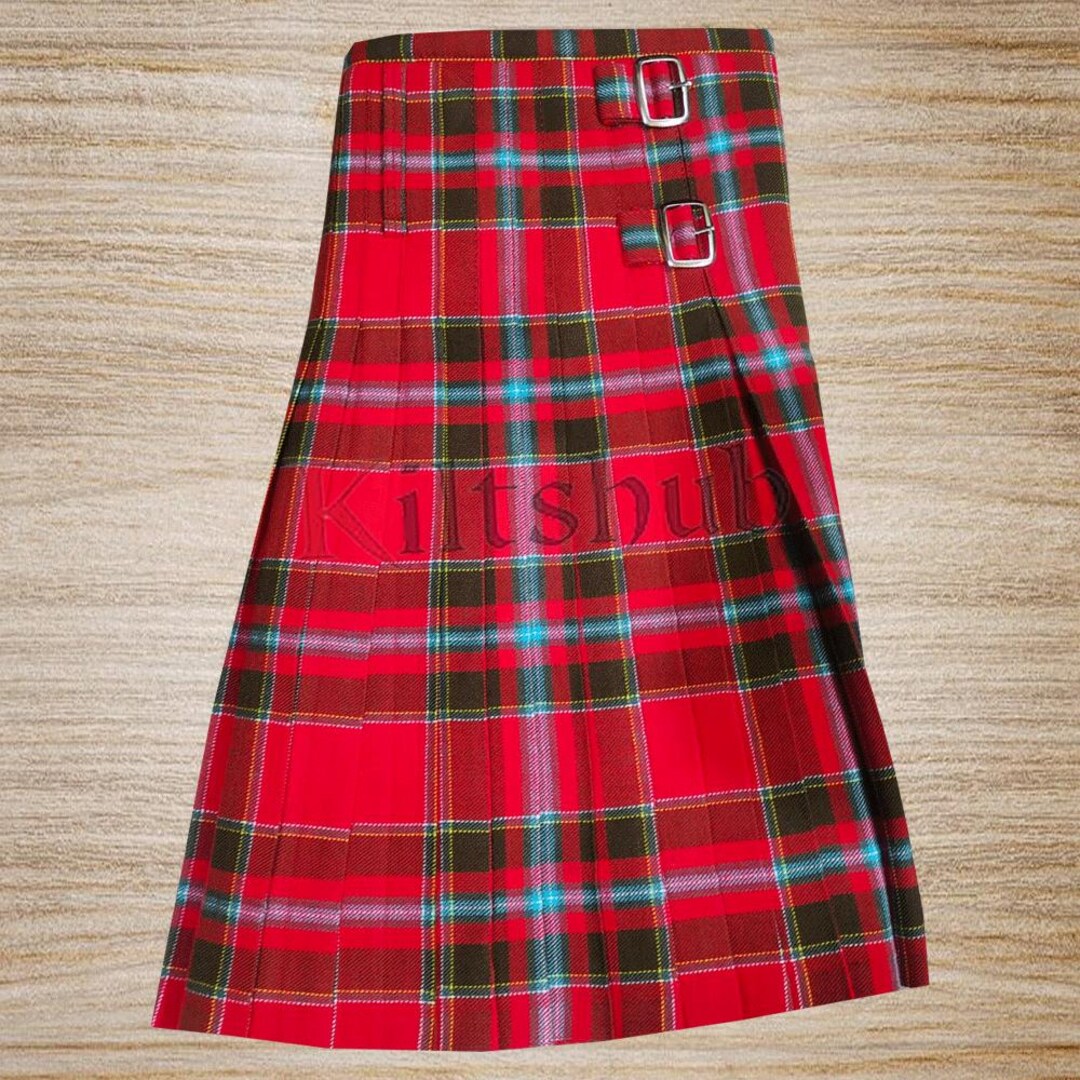 Handmade Drummond of Perth Tartan Kilt: Acrylic Wool, Leather Straps - Etsy