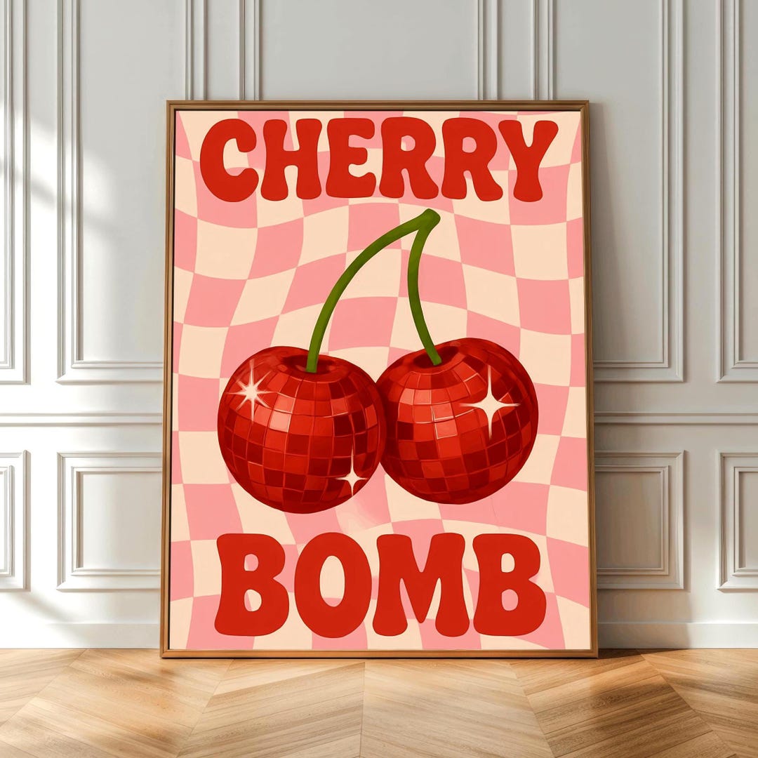 Cherry Bomb Disco Cherry Print – Retro 80s Pop Art Wall Decor, Instant ...