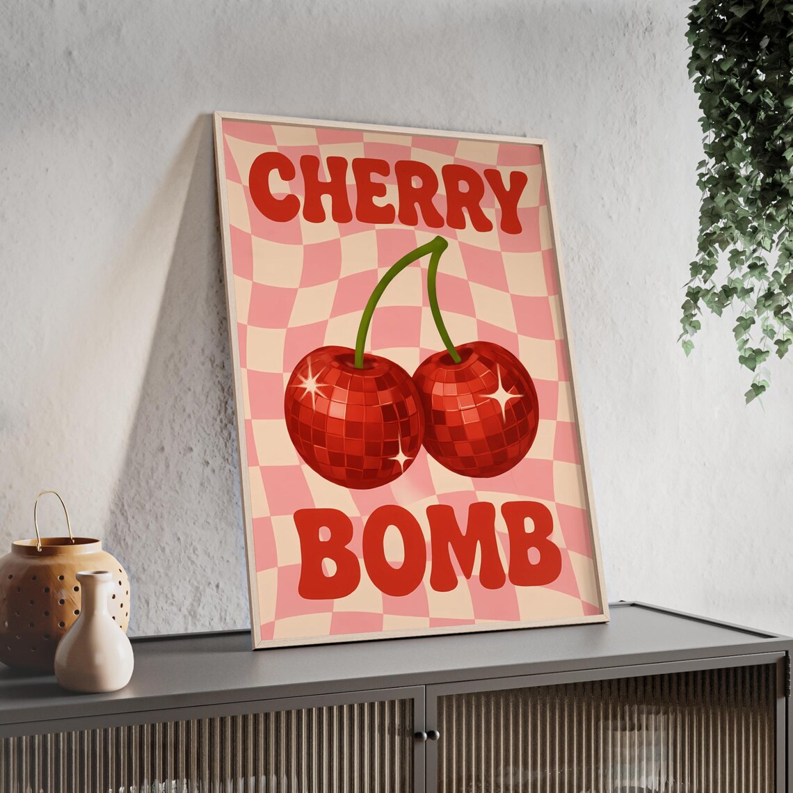 Cherry Bomb Disco Cherry Print – Retro 80s Pop Art Wall Decor, Instant ...
