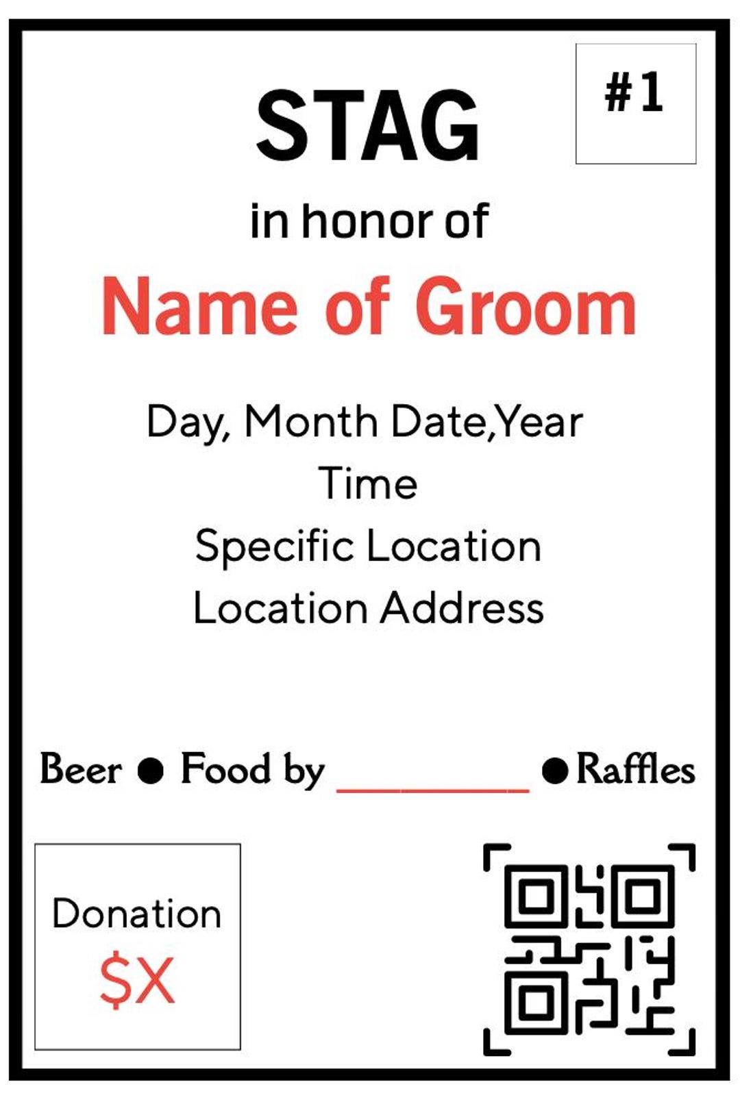 Stag Ticket Digital Template - Etsy