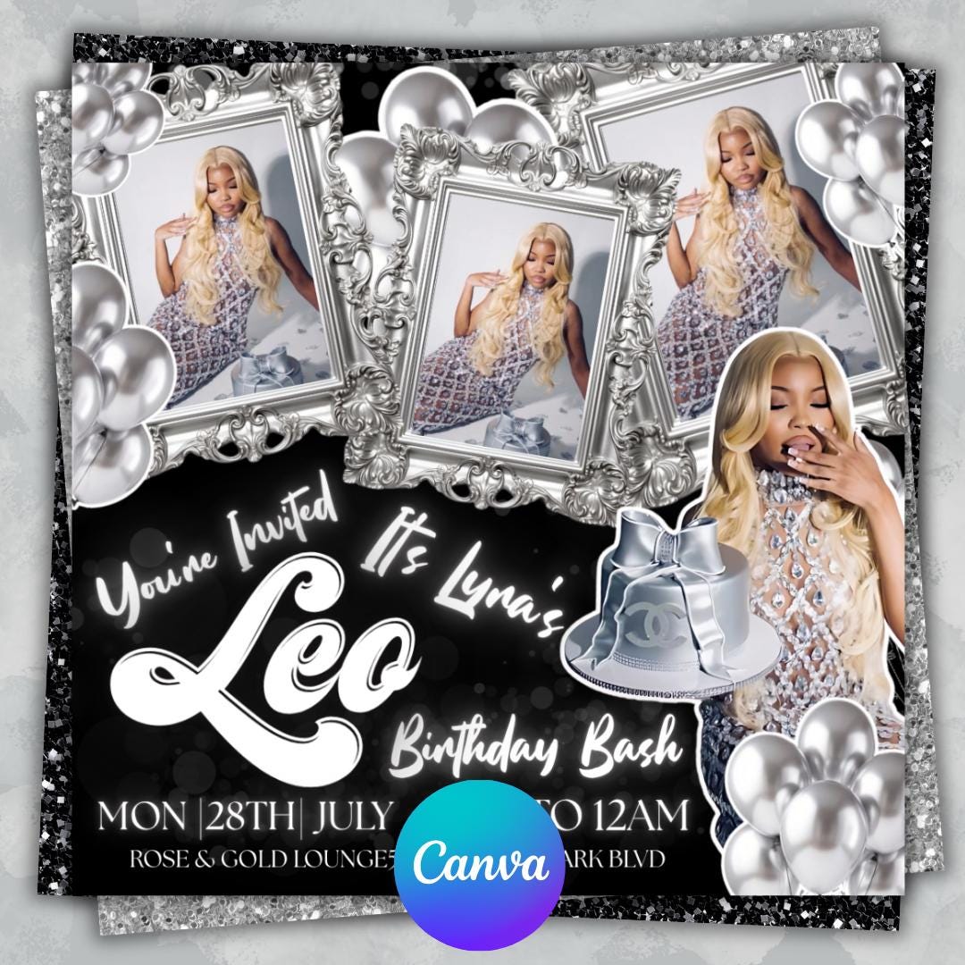 Leo Birthday Party Flyer: Canva Template (digital Download) - Etsy