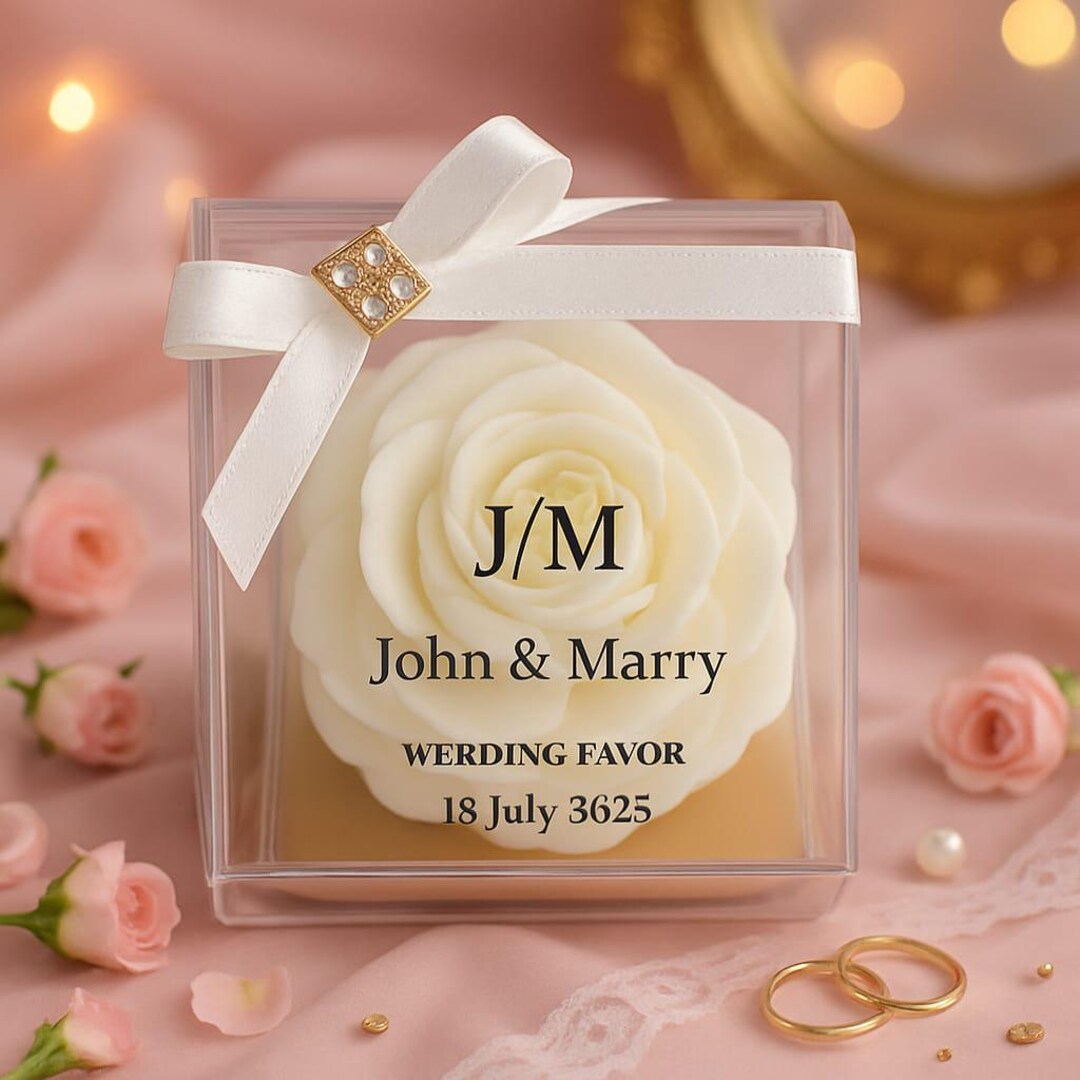 Luxury Wedding Favor Candle | Personalized Engagement Gift | Custom ...
