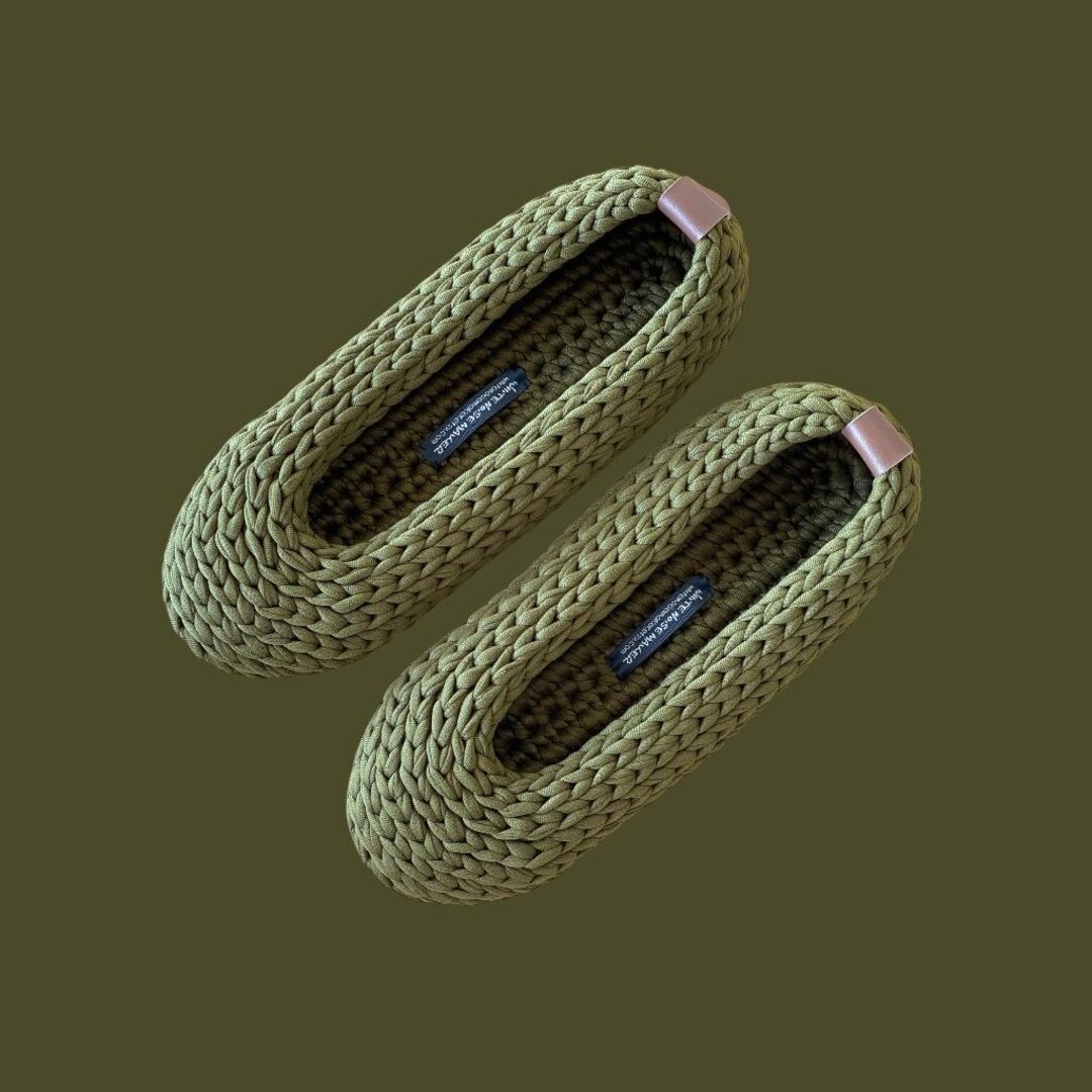 Handmade Crochet Slippers - Army Green - Etsy