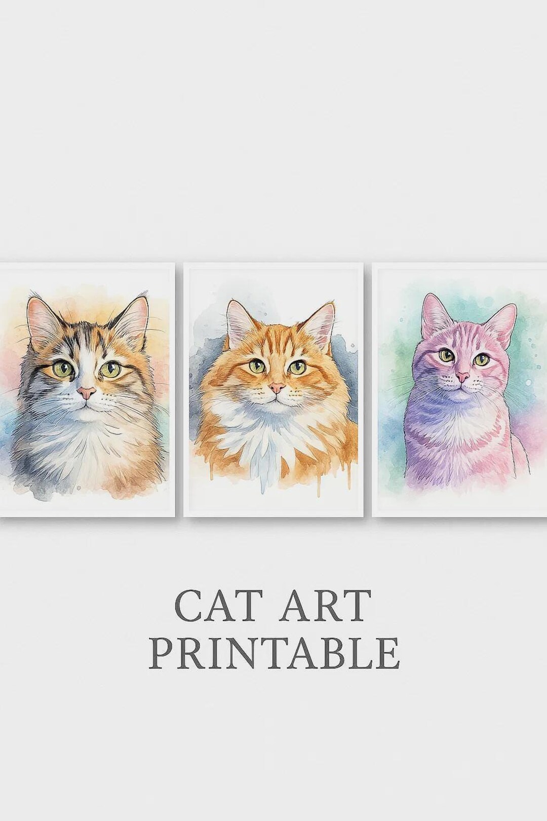 Watercolor Cat Print: Charming Feline Art, Instant Download - Etsy