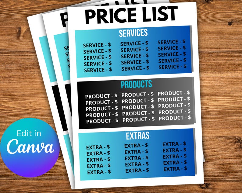 Editable Detailing Price List Canva Template – A4 & US Letter – Mobile ...
