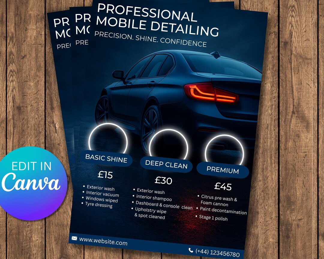 Mobile Car Detailing Flyer Template – Editable Canva Design – Drag ...
