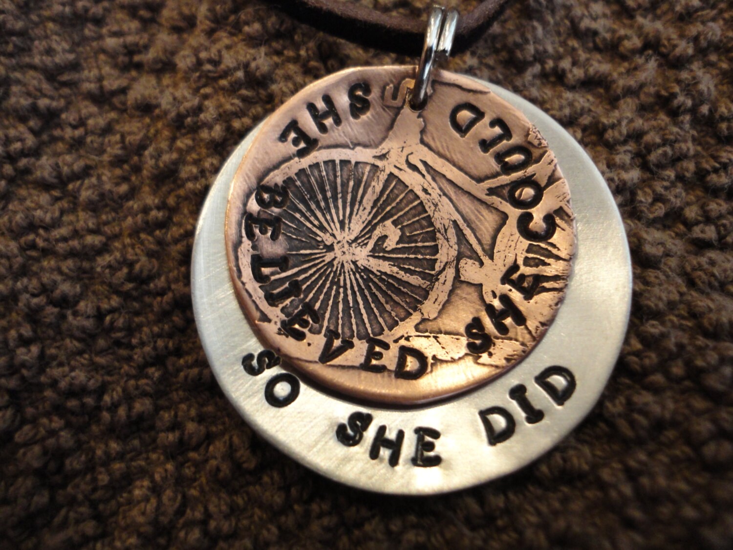 Handstamped Mixed Metal Etched Bike Cycling Ride - Etsy