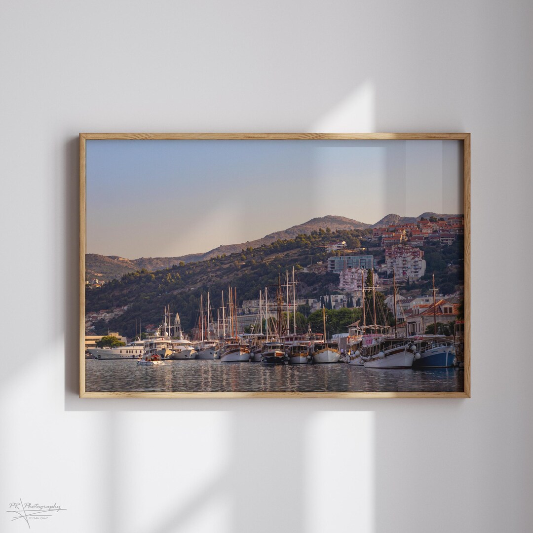 1# Dubrovnik Port Sunrise Digital Print, Port Landscape Urban ...