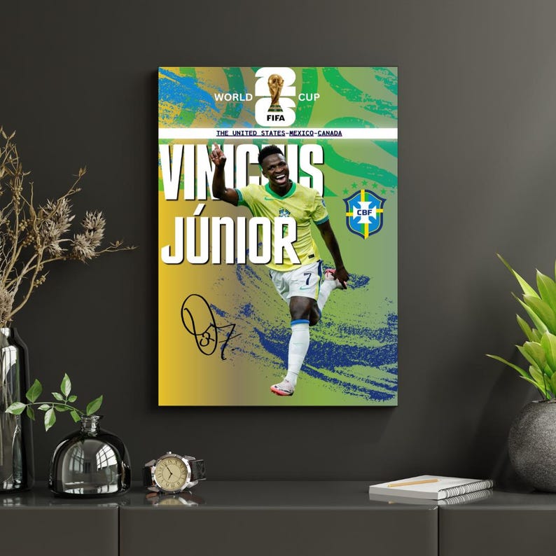 Vinicius Junior Poster, 2026 World Cup Brazil Soccer Art (digital Print ...