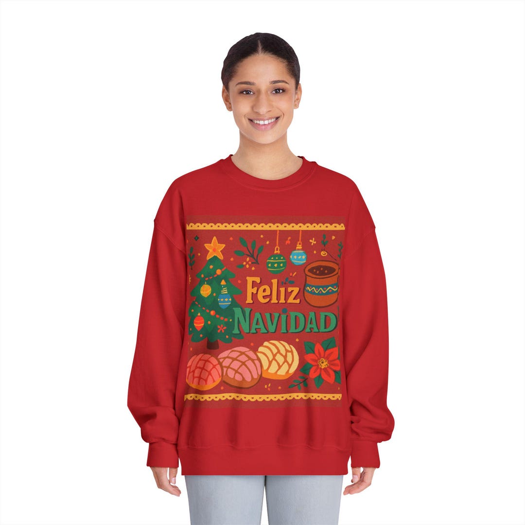 Feliz Navidad Conchas Y Ponche Sweatshirt | Christmas Mexican Pastries ...