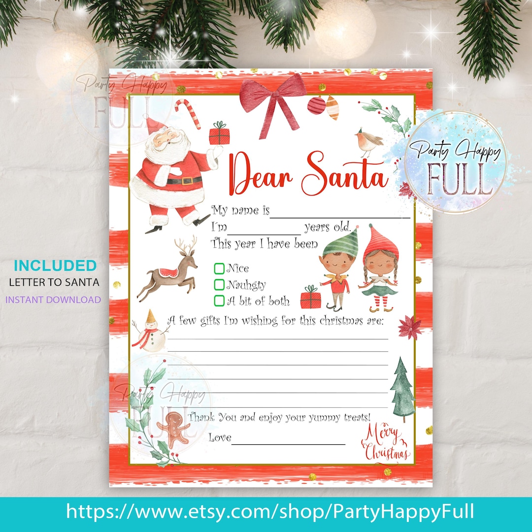 Letter to Santa Printable Christmas Printable, Santa Wish List Letters ...